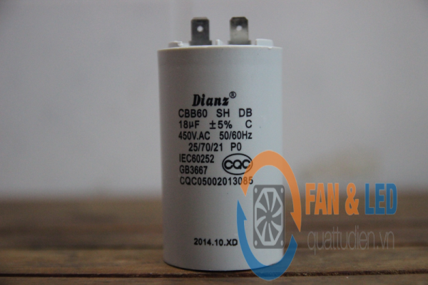 Tụ điện Dianz CBB60 18uF/450VAC - Quạt hút Công nghiệp - Đèn LED Chiếu sáng